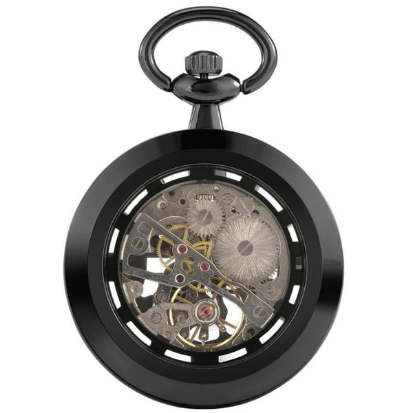 Montre à Gousset Squelette Noire | Steampunk Boutique